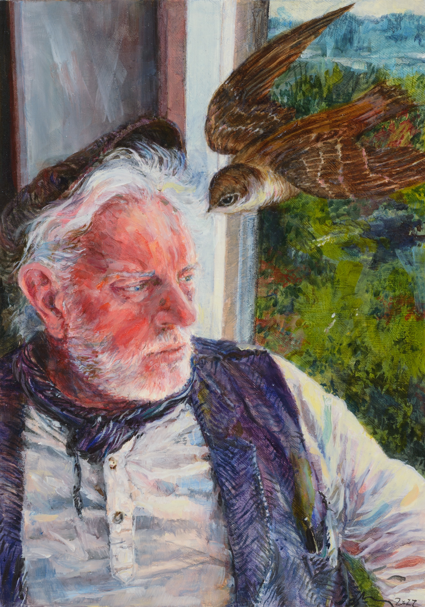 MAN WITH BIRD ATTACKING - Augen Gallery