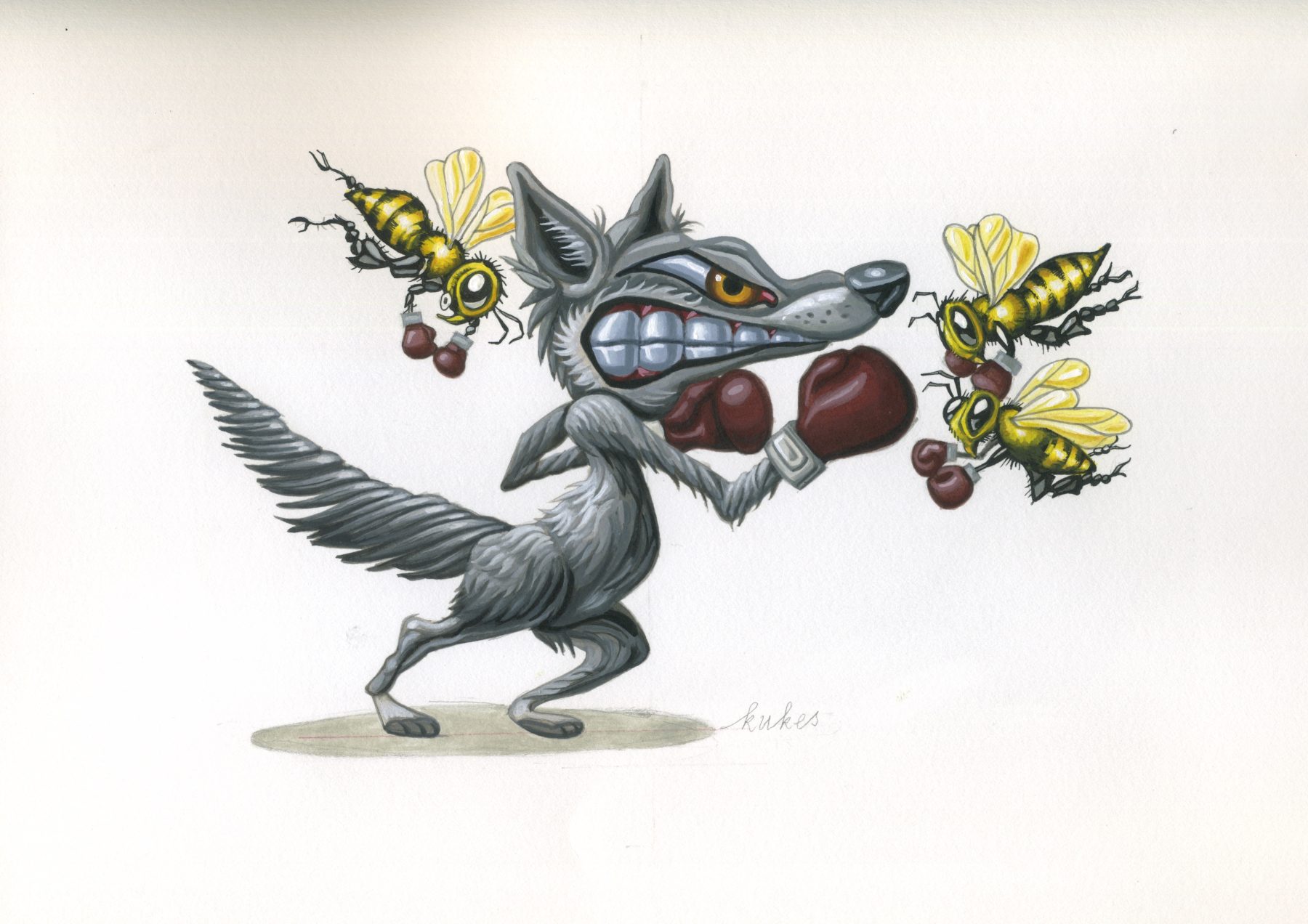 WOLF BOXING BOXER BEES (SOLD) - Augen Gallery